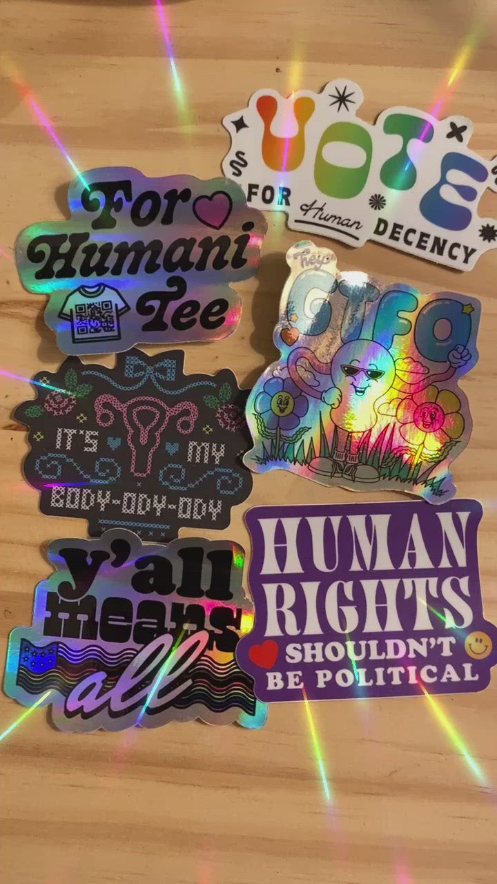 Stickers & Pins – For Humanitee